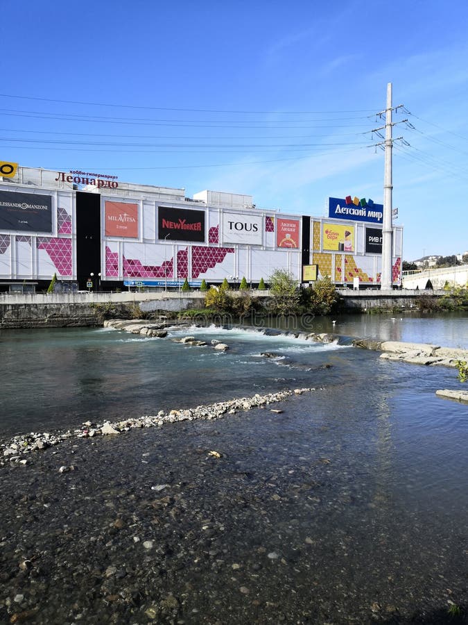A View of the Shopping Centre and Clear Water in the River Editorial ...