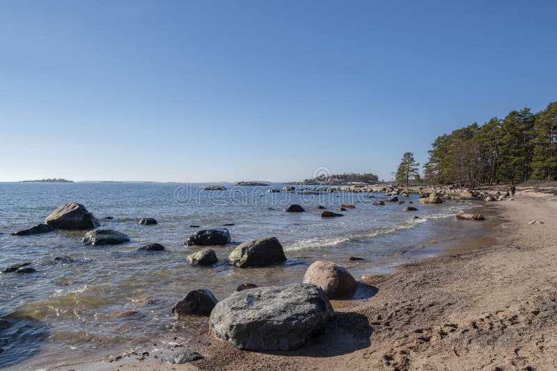 View of the Shore and Gulf of Finland in Spring, Raudden, Hanko ...