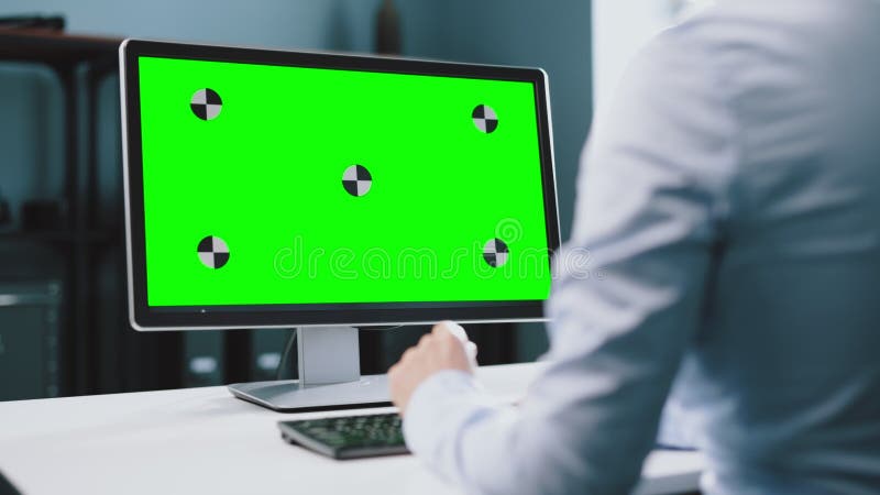 Woman Working on Computer with Chroma Key Screen Stock Footage - Video ...