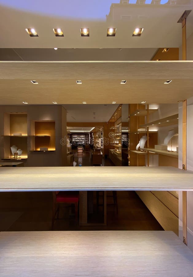 View from the Showcase at Empty Shelves of Louis Vuitton Store with No ...