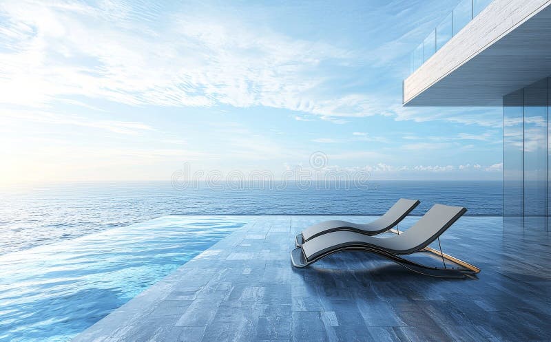 A View Showing a Daybed on a Terrace with an Infinity Pool in the ...