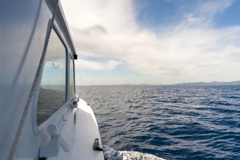 View from side of the boat stock image. Image of white - 34105223