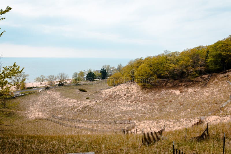 View from the Side of the Sand Dune Looking Over the Landscape Stock ...