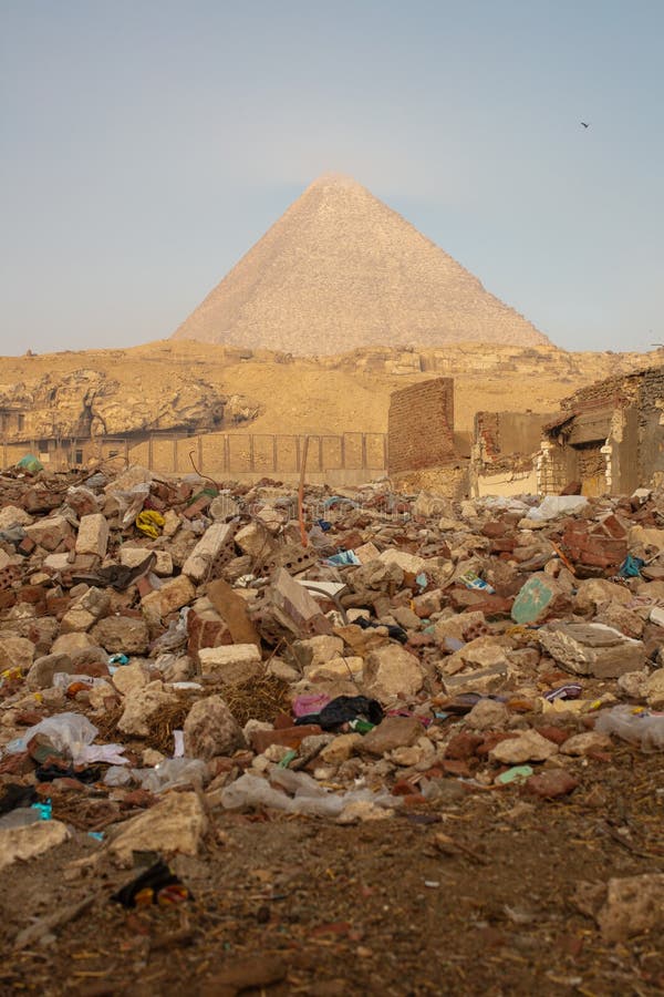 View from the Side of the Slums of the Egyptian Pyramids in Giza ...