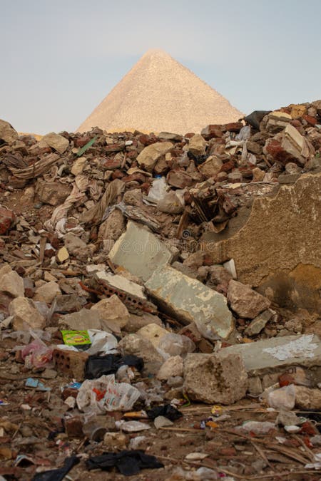 View from the Side of the Slums of the Egyptian Pyramids in Giza ...
