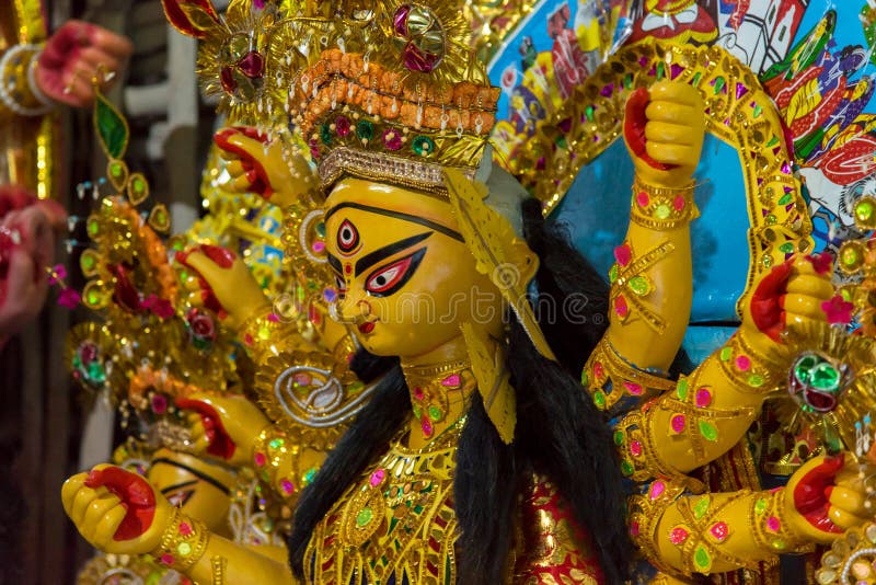 View from Side of a Traditional Idol of Goddess Durga Stock Image ...