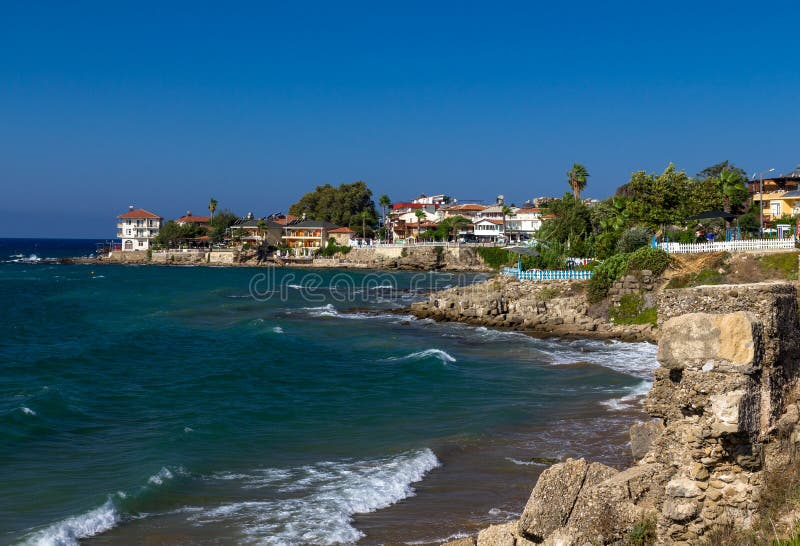 View of Side, Turkey stock photo. Image of ocean, shore - 70722282