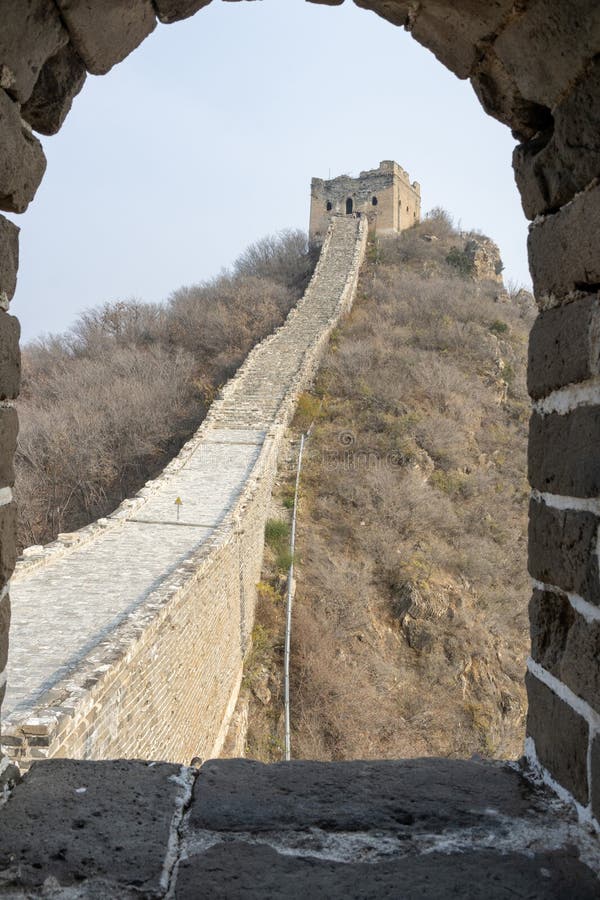 View of Simatai Great Wall through the Watch Tower Window in Beijing ...