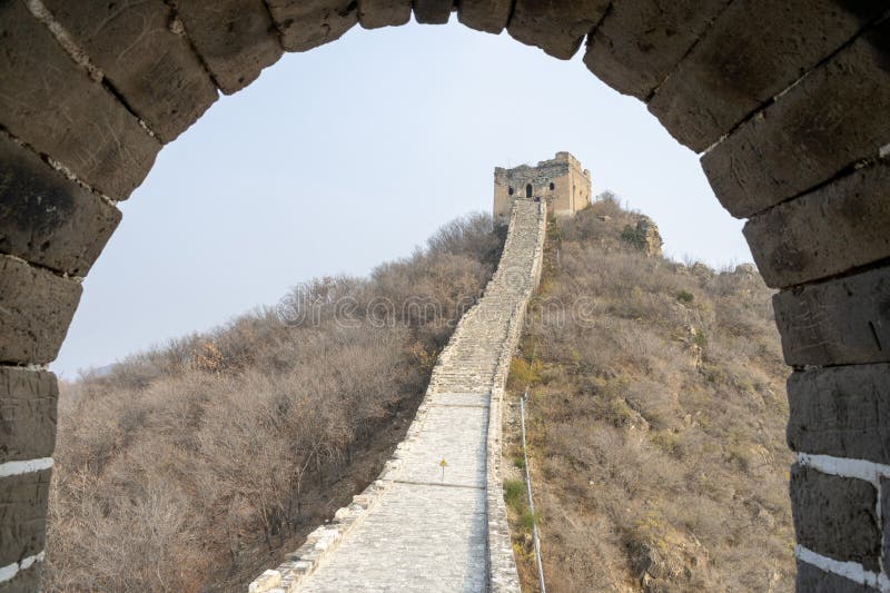 View of Simatai Great Wall through the Watch Tower Window in Beijing ...