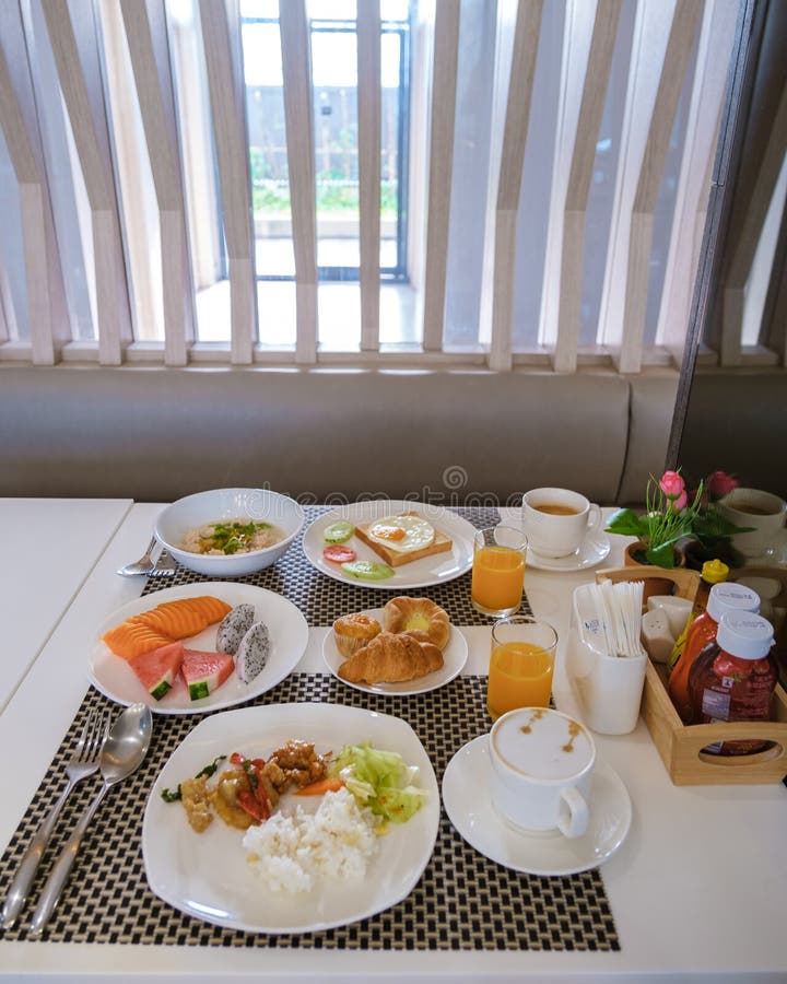 View at a Simple Breakfast Table at a Hotel Stock Photo - Image of ...