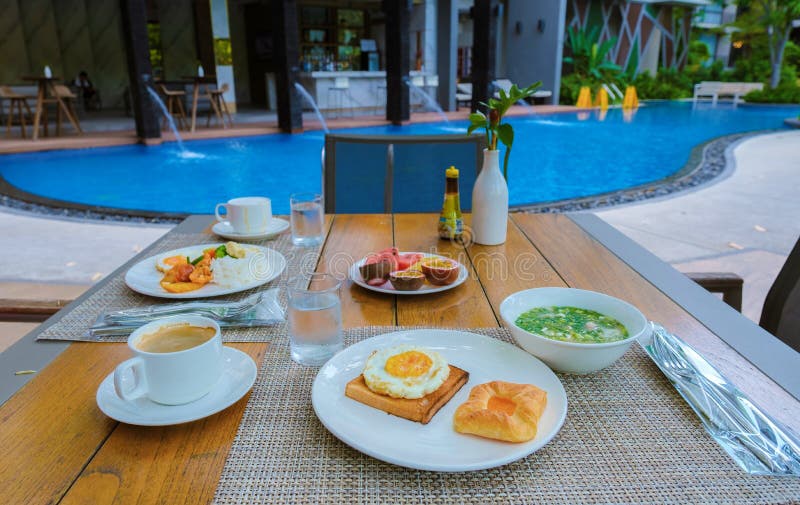 View at a Simple Breakfast Table at a Hotel Stock Photo - Image of ...