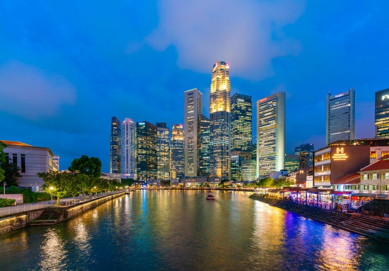 View of Singapore CBD Skyline at Night Editorial Stock Photo - Image of ...