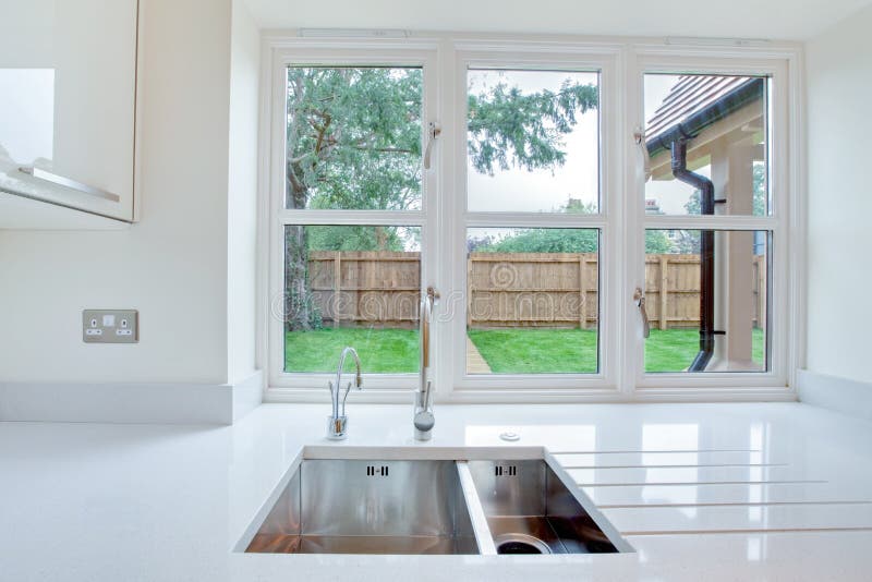 View from sink stock photo. Image of worktop, home, fence - 15540206