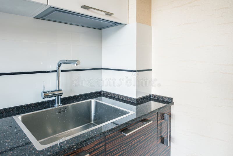 View of the sink stock image. Image of house, steel - 165556321