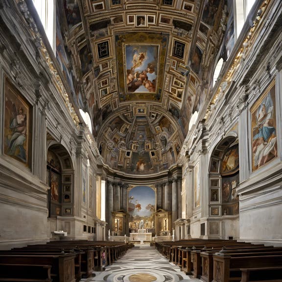 A View of the Sistine Chapel in the Vatican Stock Illustration ...