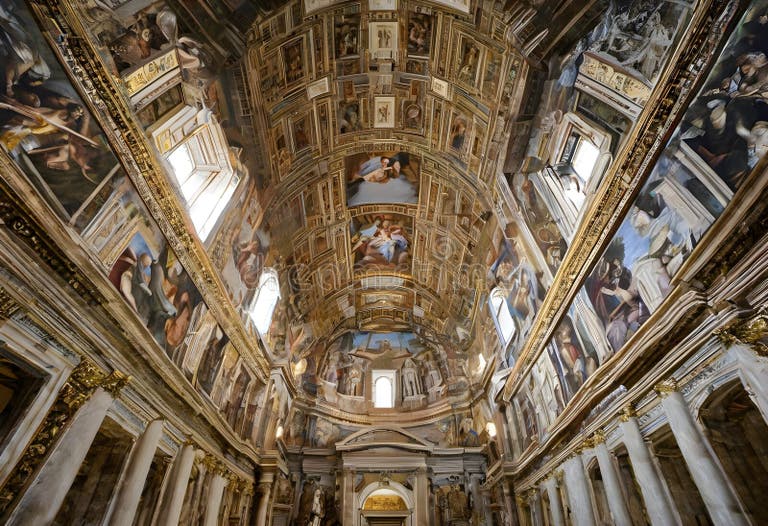 A View of the Sistine Chapel in the Vatican Stock Illustration ...