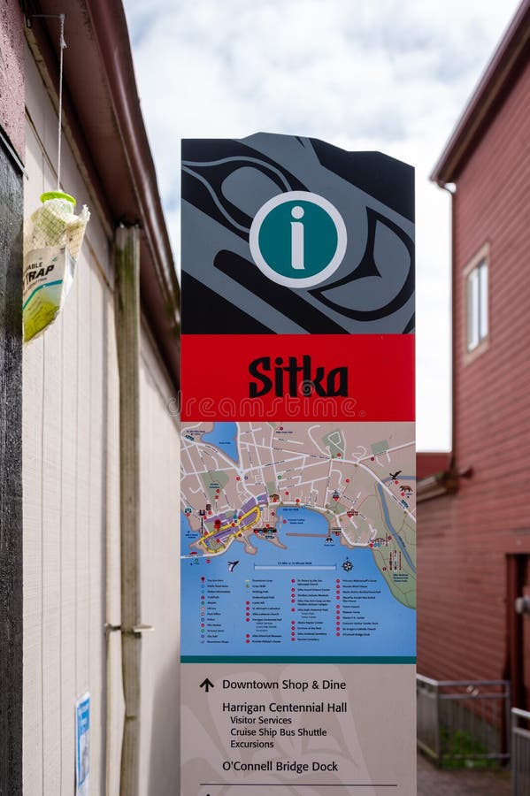 View of a Sitka Map Sign in Downtown Sitka Editorial Stock Photo ...