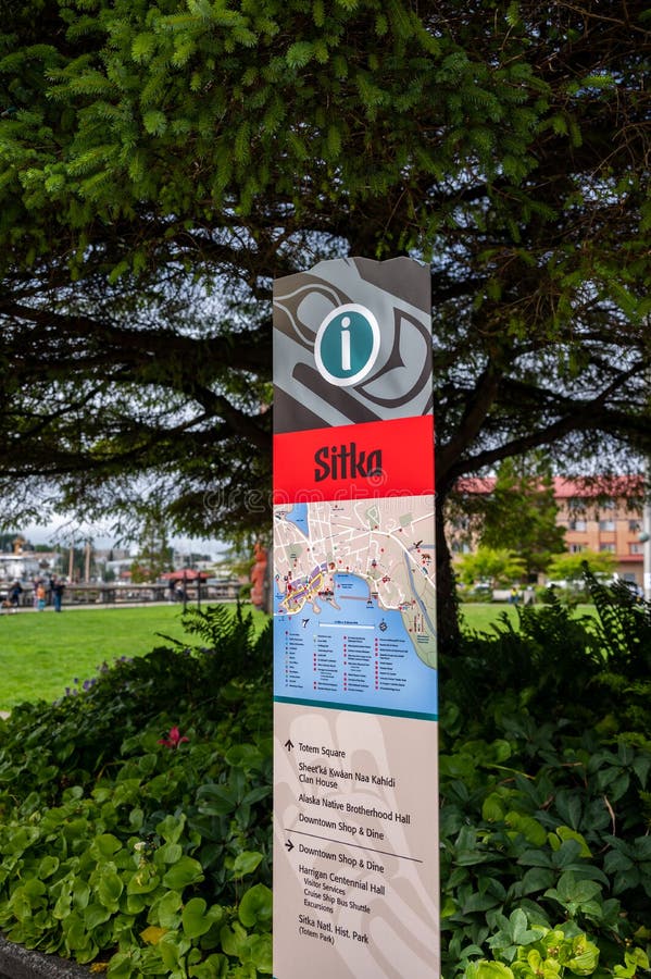 View of a Sitka Map Sign in Downtown Sitka Editorial Stock Image ...