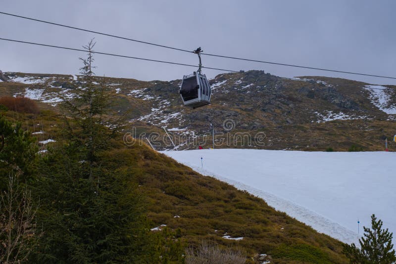 View of Ski Lift in Sierra Nevada Capped Mountain Editorial Photography ...