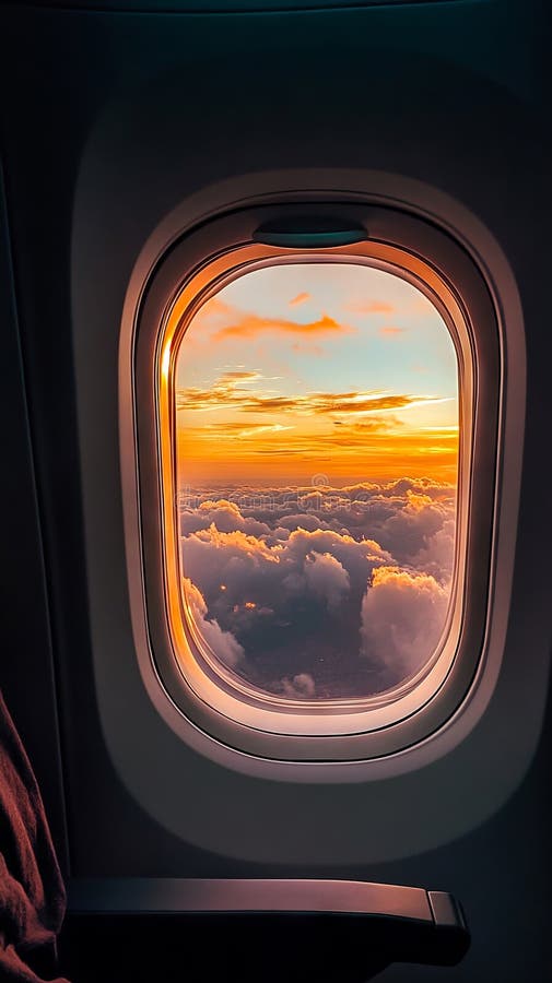 A View of the Sky from an Airplane Window at Sunset Stock Image - Image ...