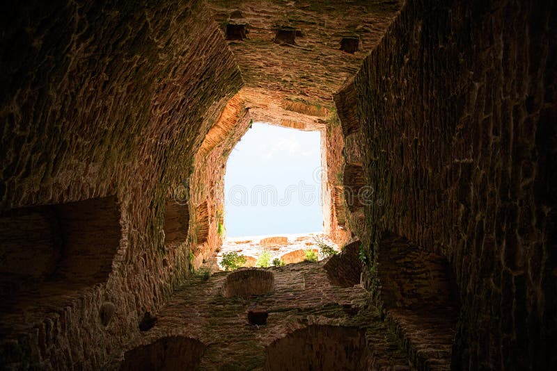 Ancient Medieval Limestone Polygonal Tower Stock Photo - Image of fort ...