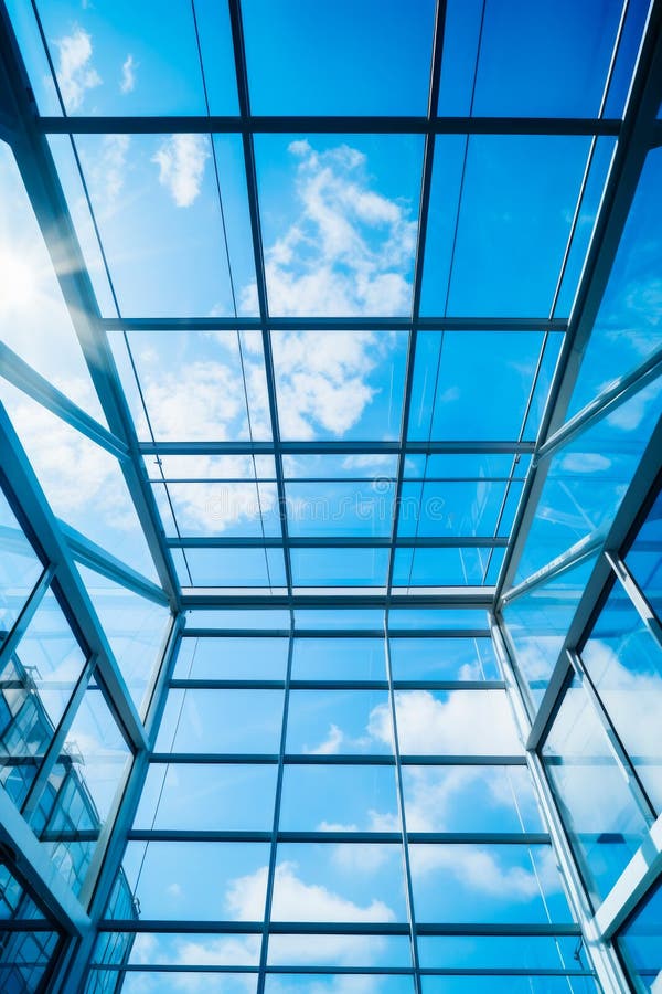 View of Sky through Glass Building S Windows. Generative AI Stock Image ...