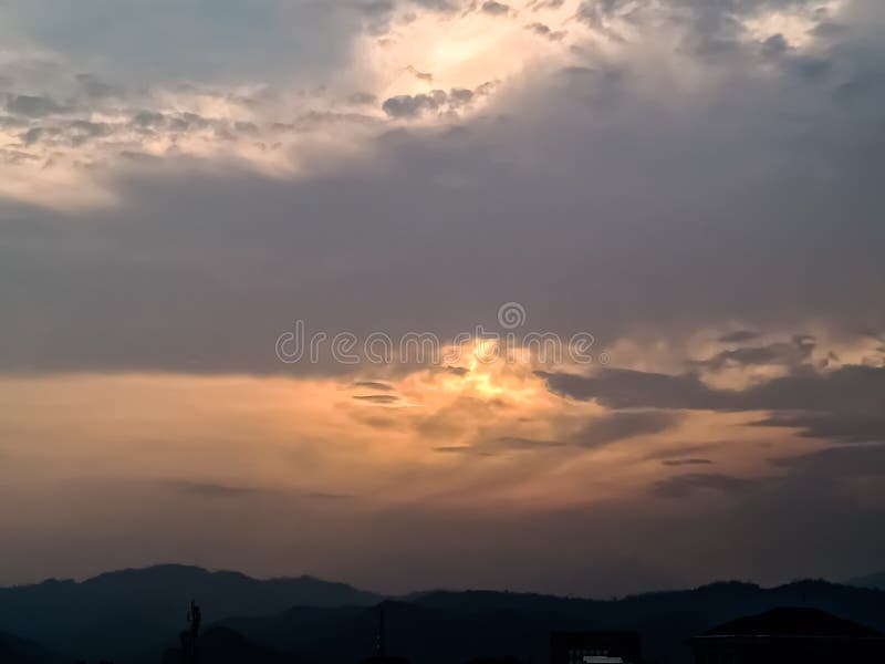 View of the Sky and Mountains at Sunset Stock Image - Image of ...