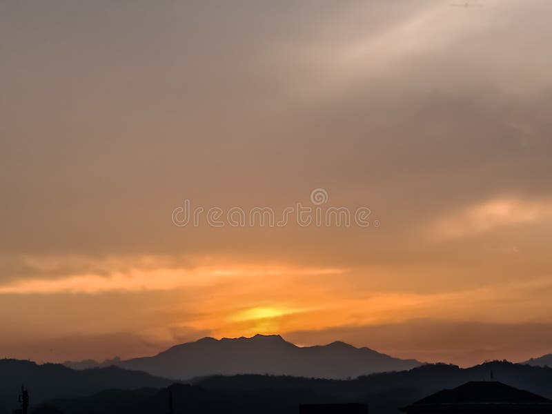 View of the Sky and Mountains at Sunset Stock Image - Image of view ...