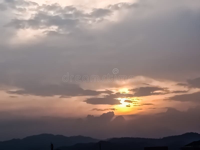 View of the Sky and Mountains at Sunset Stock Photo - Image of view ...