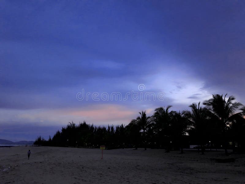 The View of the Sky at Night on the Beach is Beautiful Stock Image ...