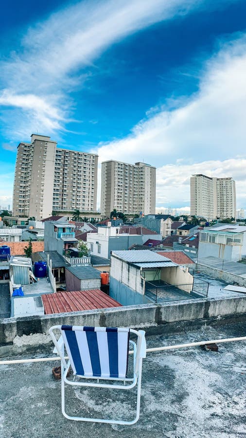 View of the Sky on the Rooftop Stock Image - Image of sunlight, view ...