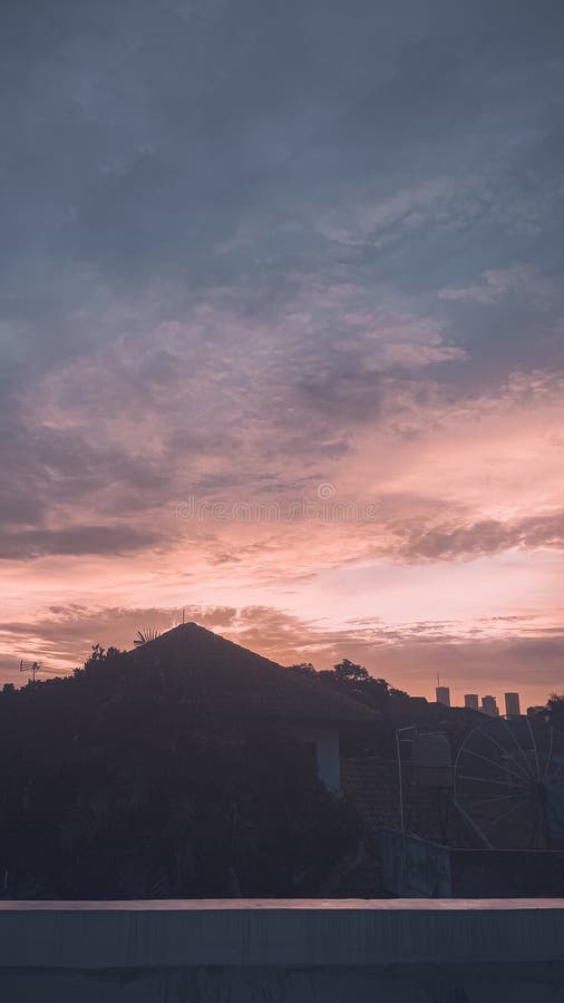 View of the Sky on the Rooftop Stock Image - Image of cloud, dusk ...