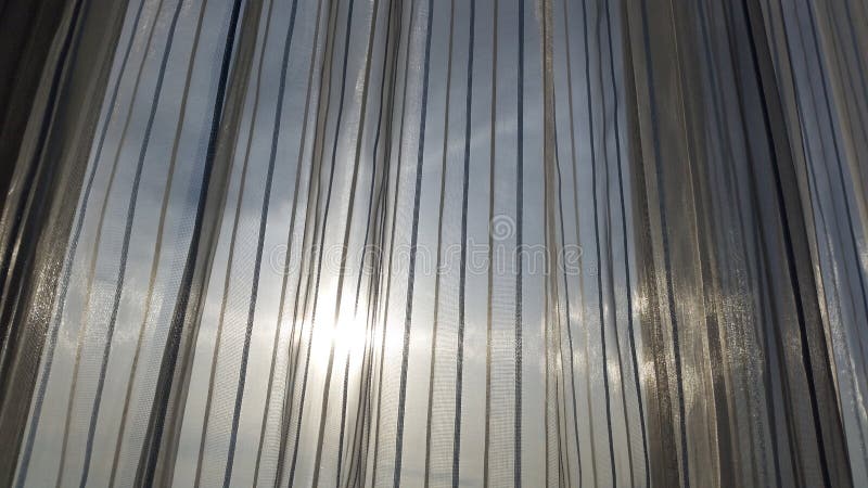 View of Sky and Sunlight Thru Transparent Curtain Stock Photo - Image ...