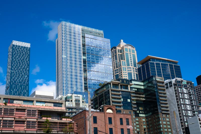 Skyline Buildings Downtown Seattle Washington Stock Image - Image of ...