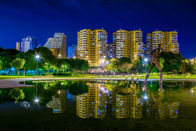 View of Skyline of Valencia Behind the Turia Gardens...IMAGE Editorial ...