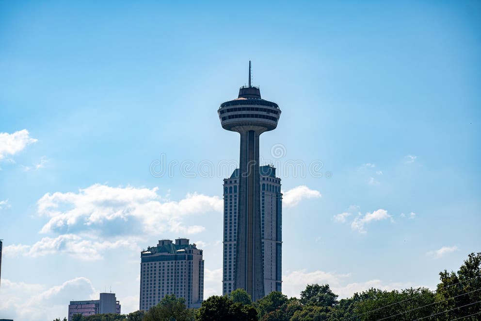 View of Skylon Tower in Niagara Falls. Editorial Photo - Image of ...