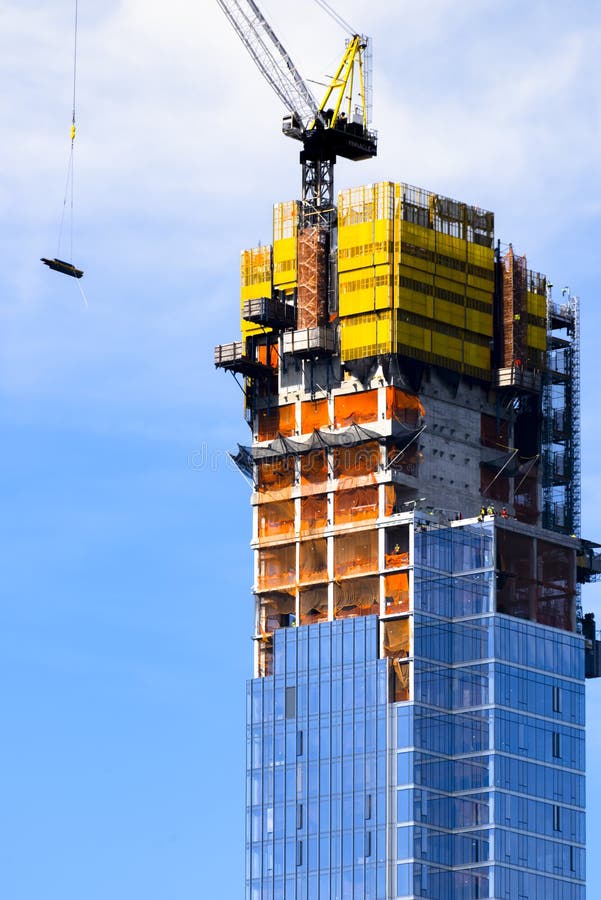 Skyscraper Under Construction in New York Downtown, USA Stock Image ...