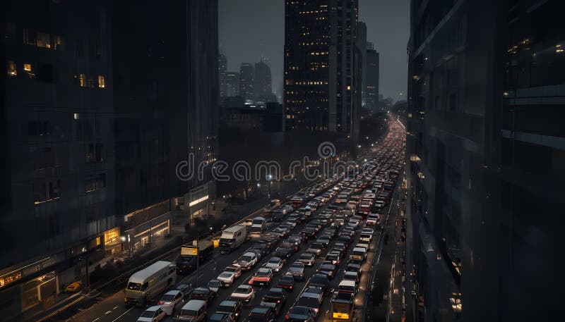 View from a Skyscraper Window To Traffic Jams. Generative AI ...