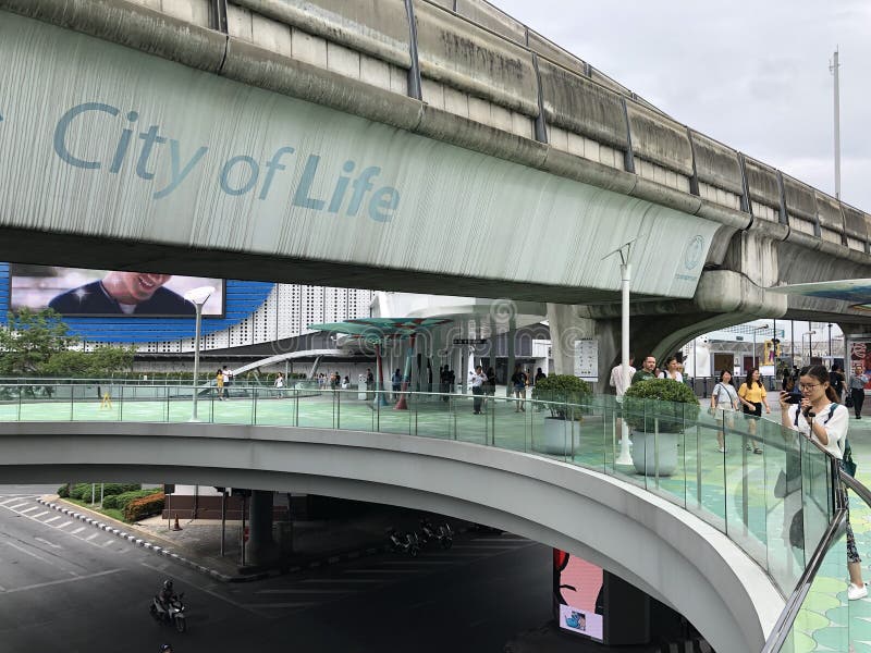 View of Skywalk Above Pathumwan Junction in Bangkok, Thailand ...