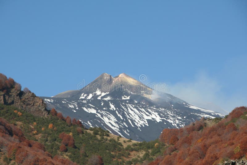 View of Sleeping Etna Volcano Stock Photo - Image of volcanic, blue ...