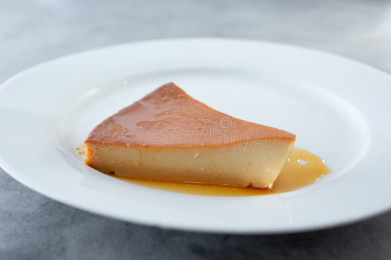 Plate of flan slice stock image. Image of mexican, latin - 277538909