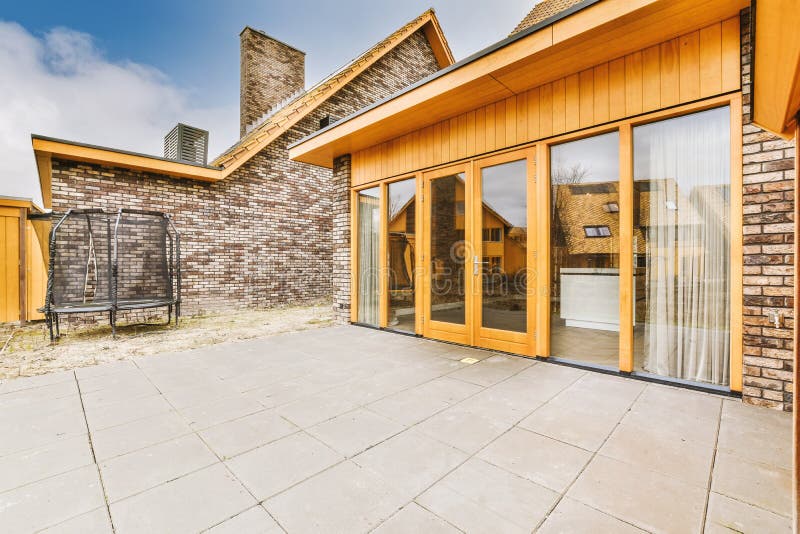 View of a Small Backyard of a Modern Cottage Stock Photo - Image of ...