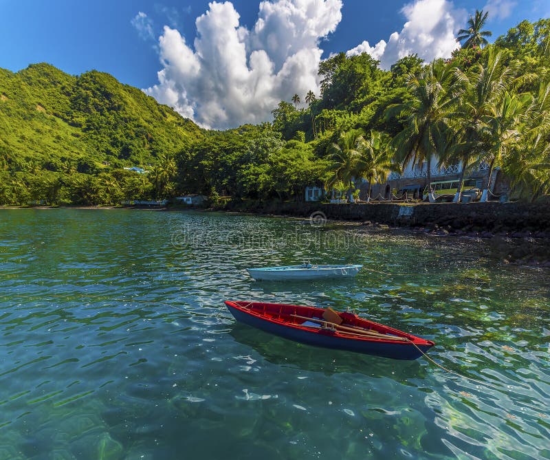 A View Out To Sea at Wallilabou Anchorage, Saint Vincent Stock Photo ...