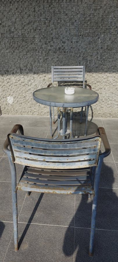 The View of Small Cafe with Full Set Chairs and Table. Stock Image ...