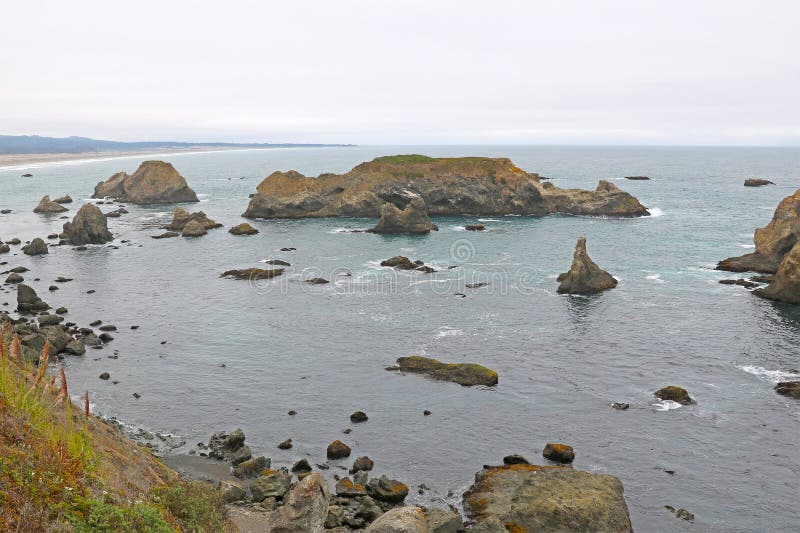 View of Small Cliffs in the Pacific Ocean in Oregon. Stock Photo ...