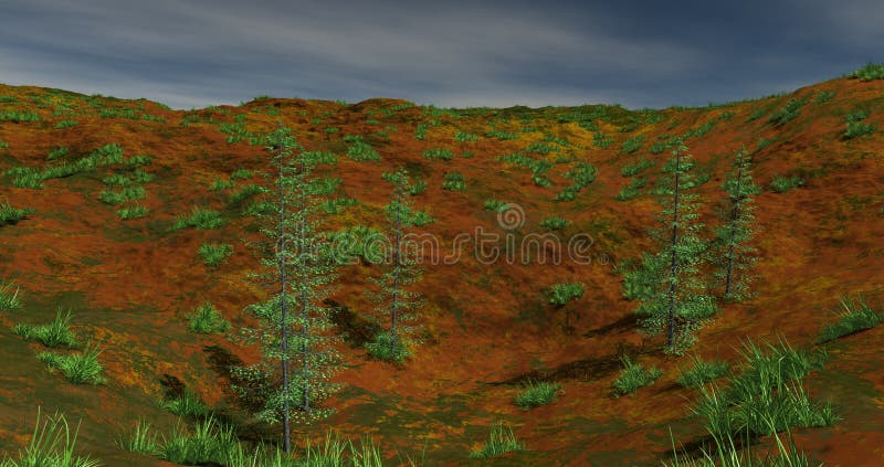 View of a Small Hill Covered with Green Grass Stock Illustration ...