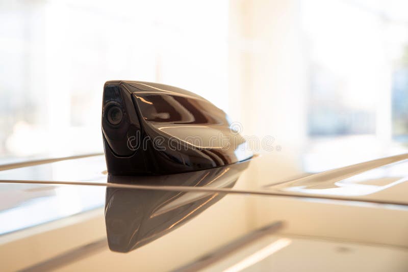 Close Up Modern Car Antenna with Camera Stock Photo - Image of clouds ...