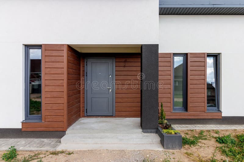 View of a Small Modern House Immediately after Construction. Step House ...