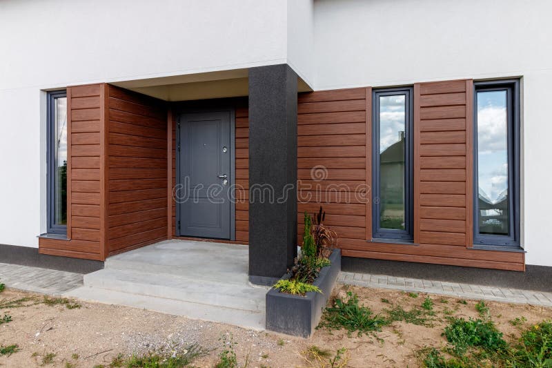 View of a Small Modern House Immediately after Construction. Step House ...