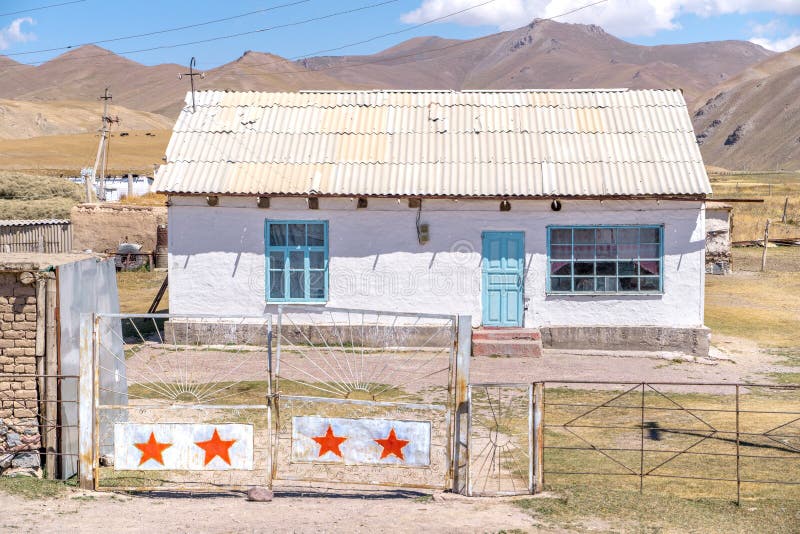 The View of Small Soviet Age Remote Village in Kyrgyzstan Stock Photo ...